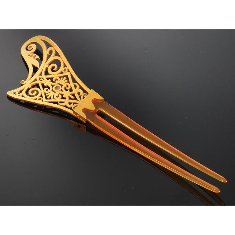 Late Victorian French Gold Hair Comb Set with Diamonds and Made from ...