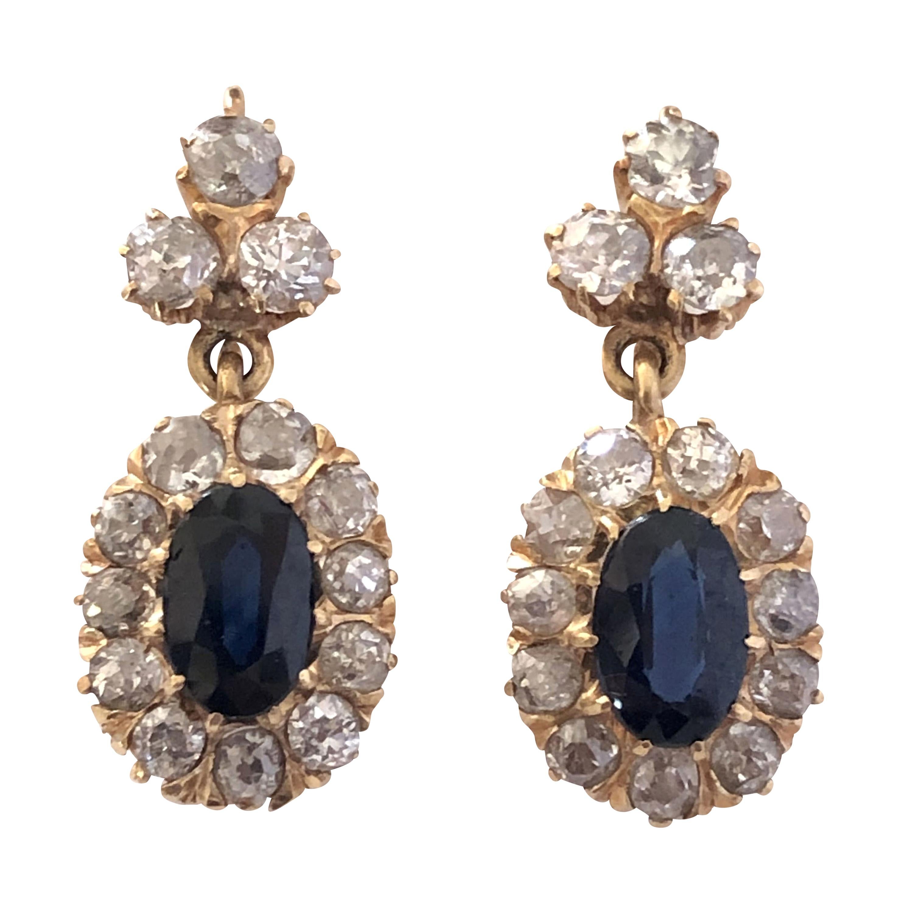 Classic Sapphire and Diamond Earrings For Sale at 1stDibs