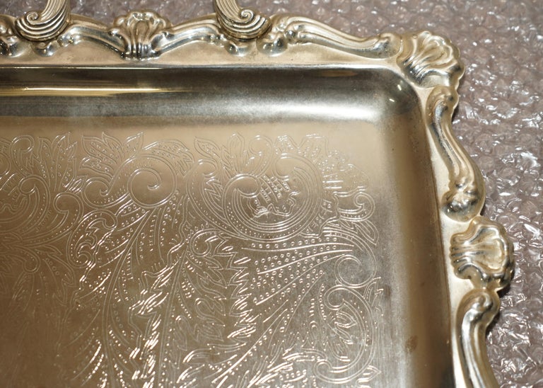 Late Victorian Hand Engraved Silver Plated Serving Tray Must See ...