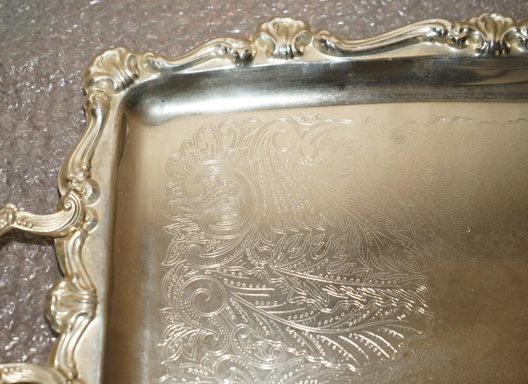 Late Victorian Hand Engraved Silver Plated Serving Tray Must See ...