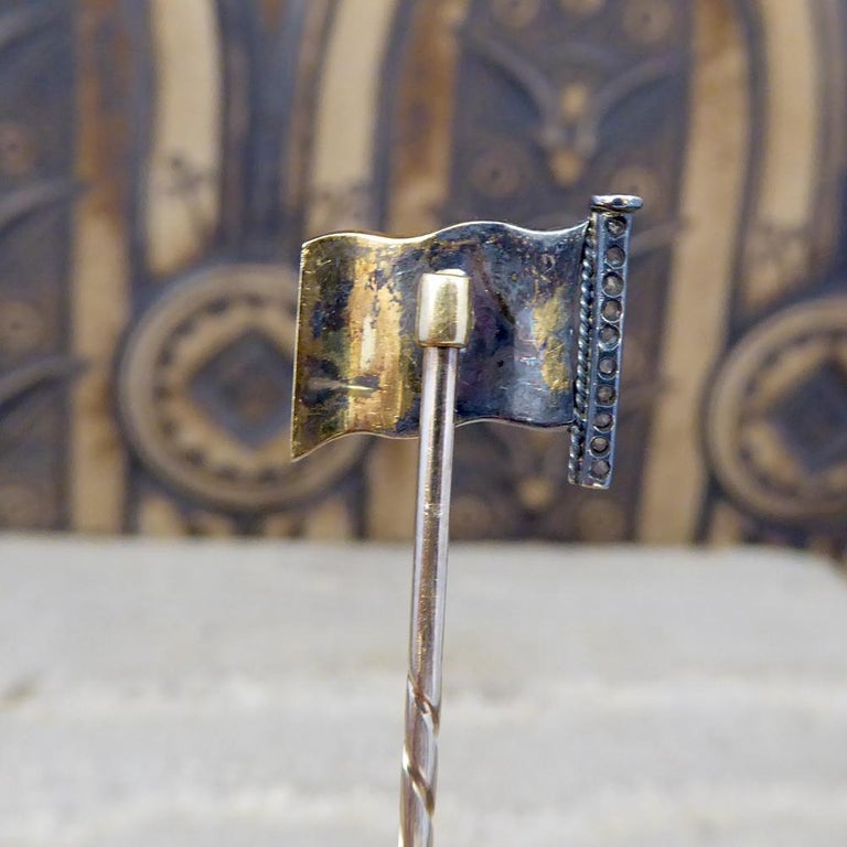 Late Victorian Quality Enamel American Flag Pin with Diamonds High ...