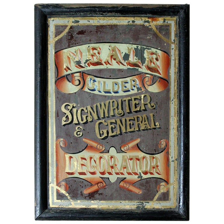 Late Victorian Reverse Glass Sign Written Advertising Mirror, circa ...