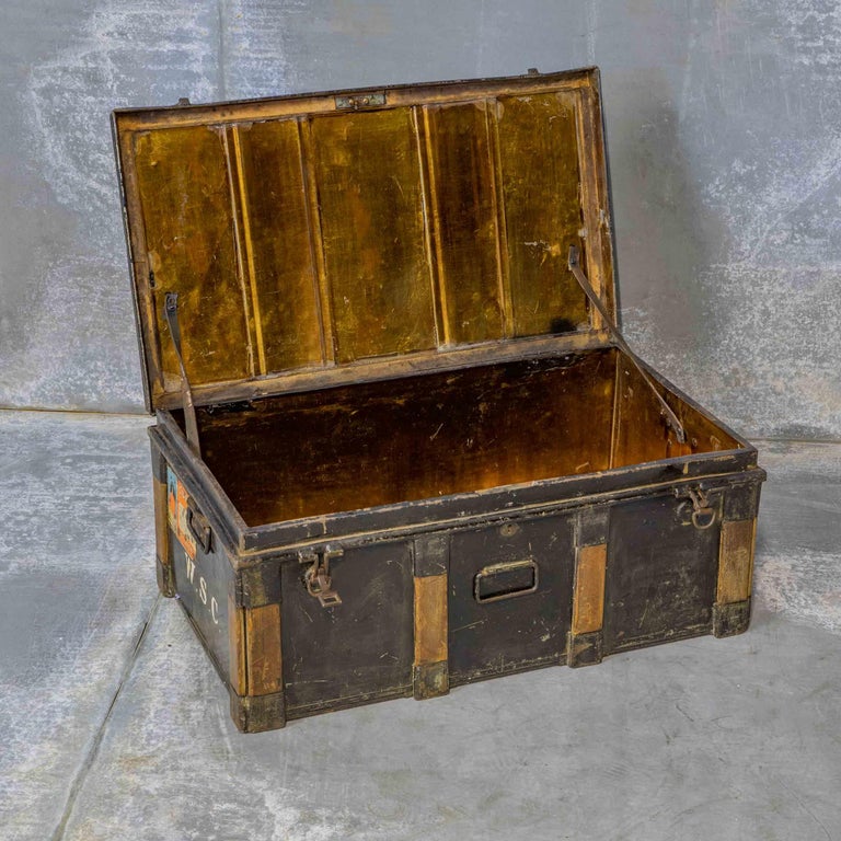 Late Victorian Tin Travelling Trunk For Sale at 1stDibs
