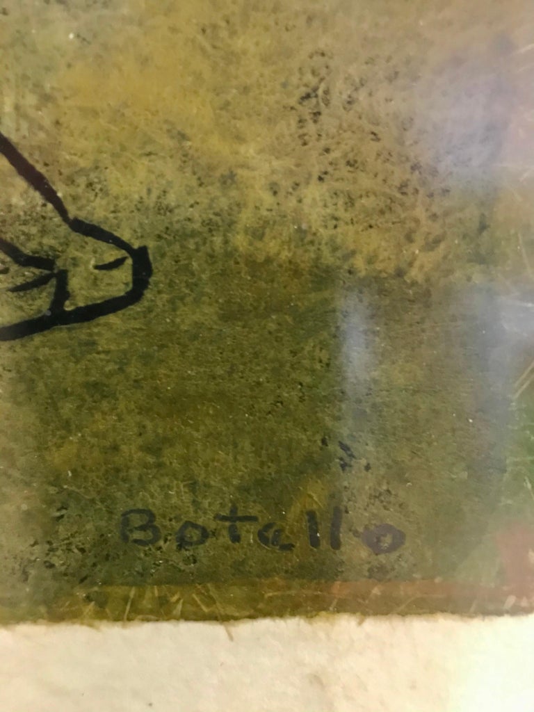 Latin American Modern Art by Angel Botello Large Linocut of Children ...