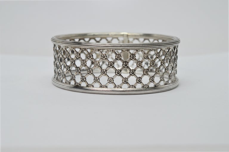 Lattice Lace Sterling Silver Bangle Bracelet For Sale at 1stDibs ...