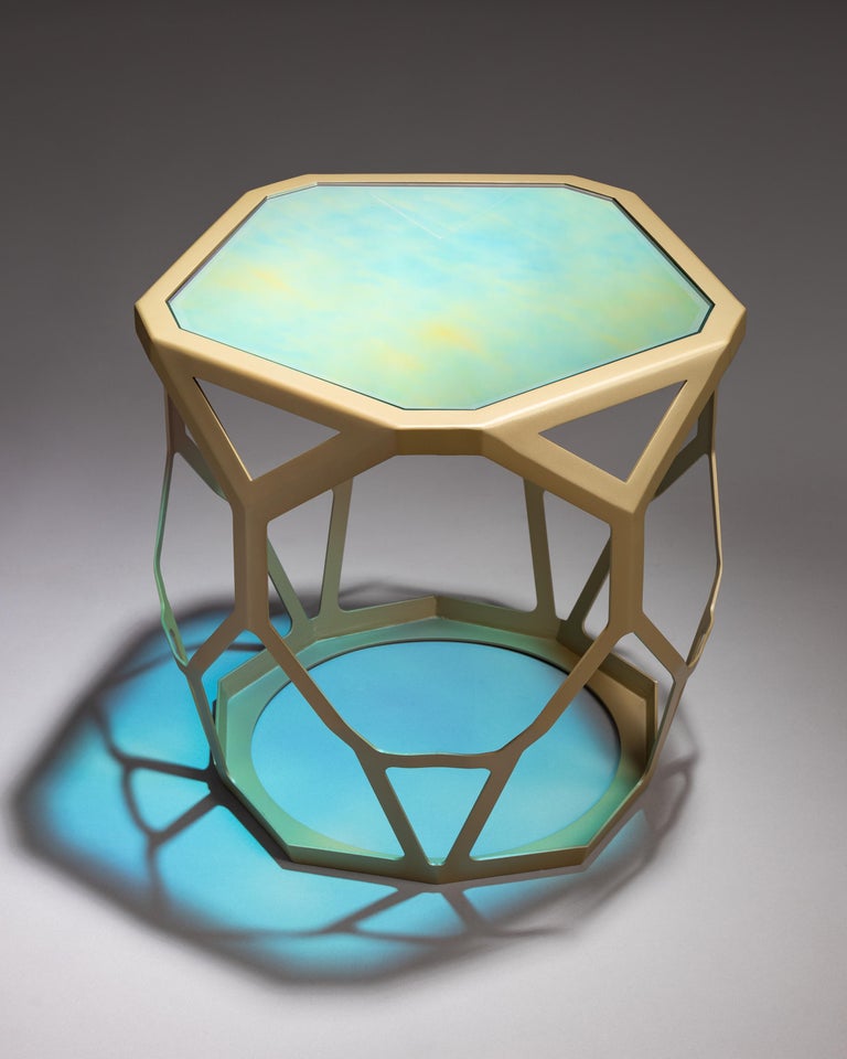 Lattice Side Table Gold For Sale at 1stDibs
