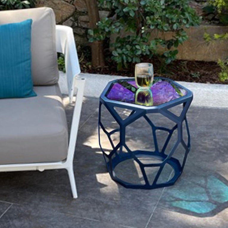 Lattice Side Table Navy For Sale at 1stDibs