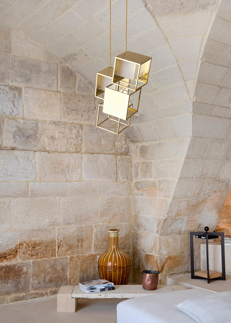 Lattis Chandelier M - Solid brass chandelier handmade by Diaphan Studio ...