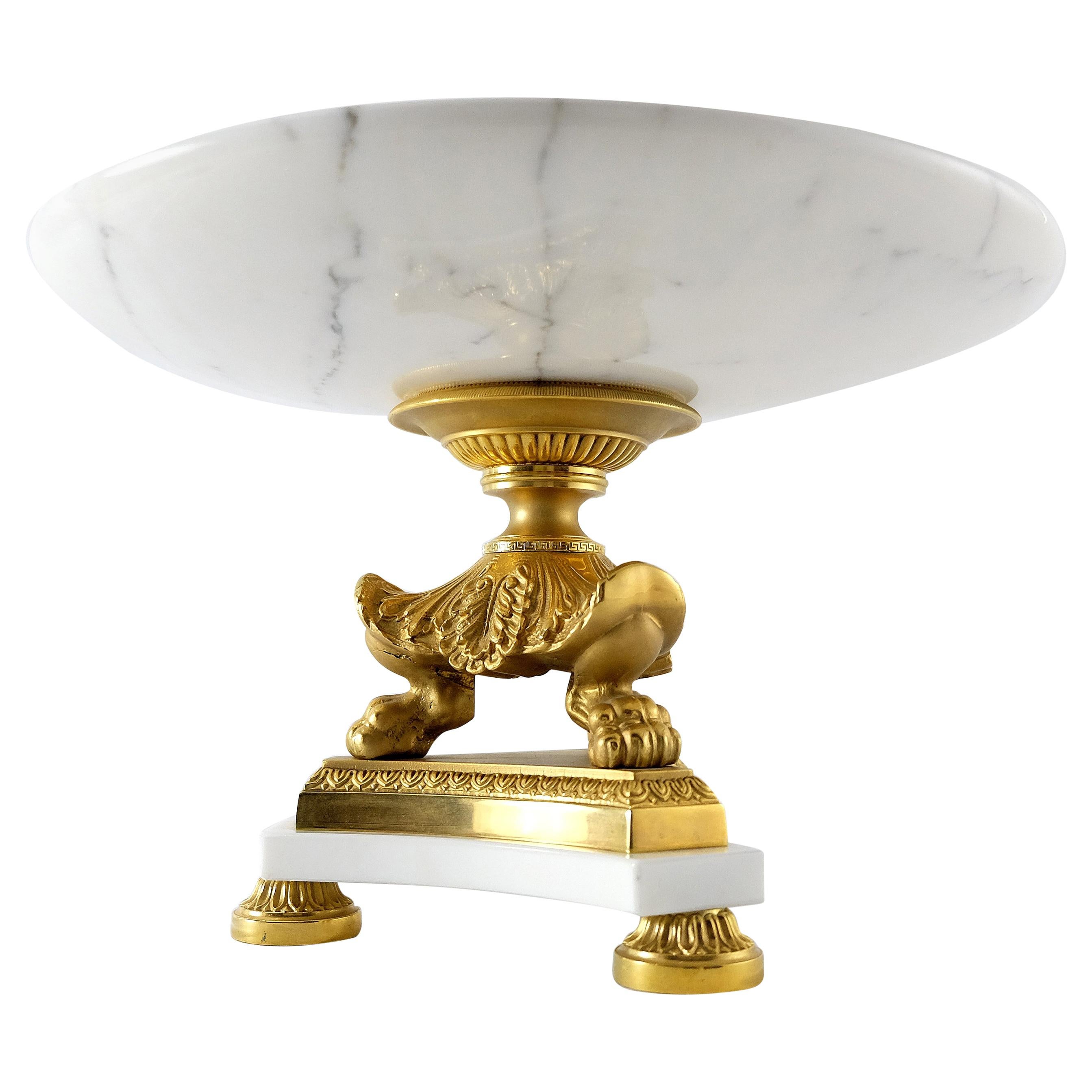 Vintage Italian Marble Tazza with Carved Fruit at 1stDibs