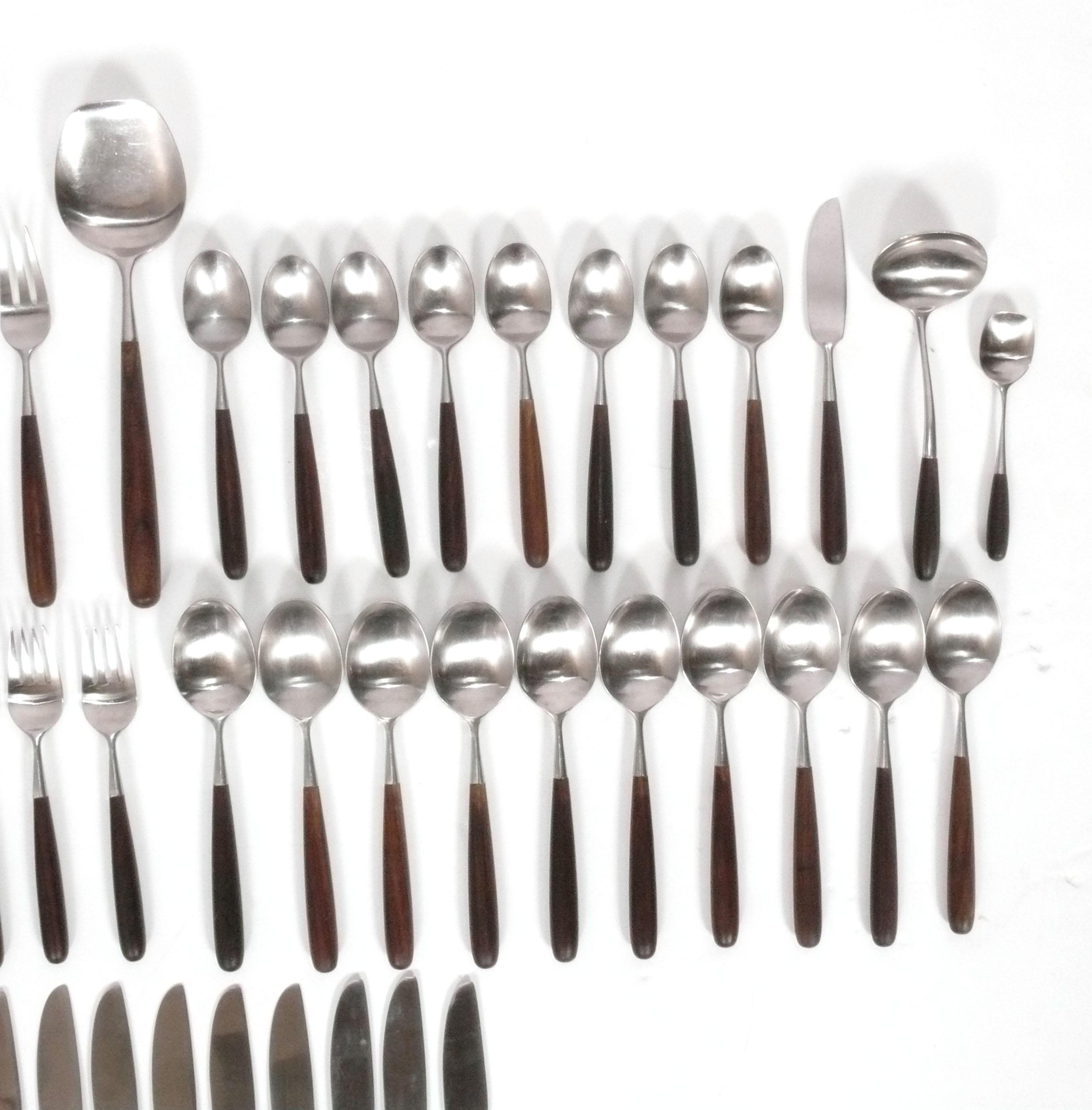 Lauffer Palisander Rosewood and Stainless Steel Flatware 57 Pieces For ...