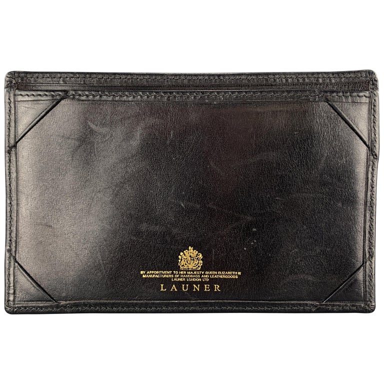 LAUNER Solid Black Leather Card Case Wallet at 1stDibs | launer wallet ...