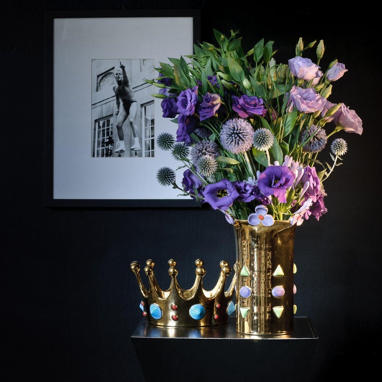 Modern Ceramica Gatti 1928 Crown Bowl Basket Handmade Ceramic Gold ...