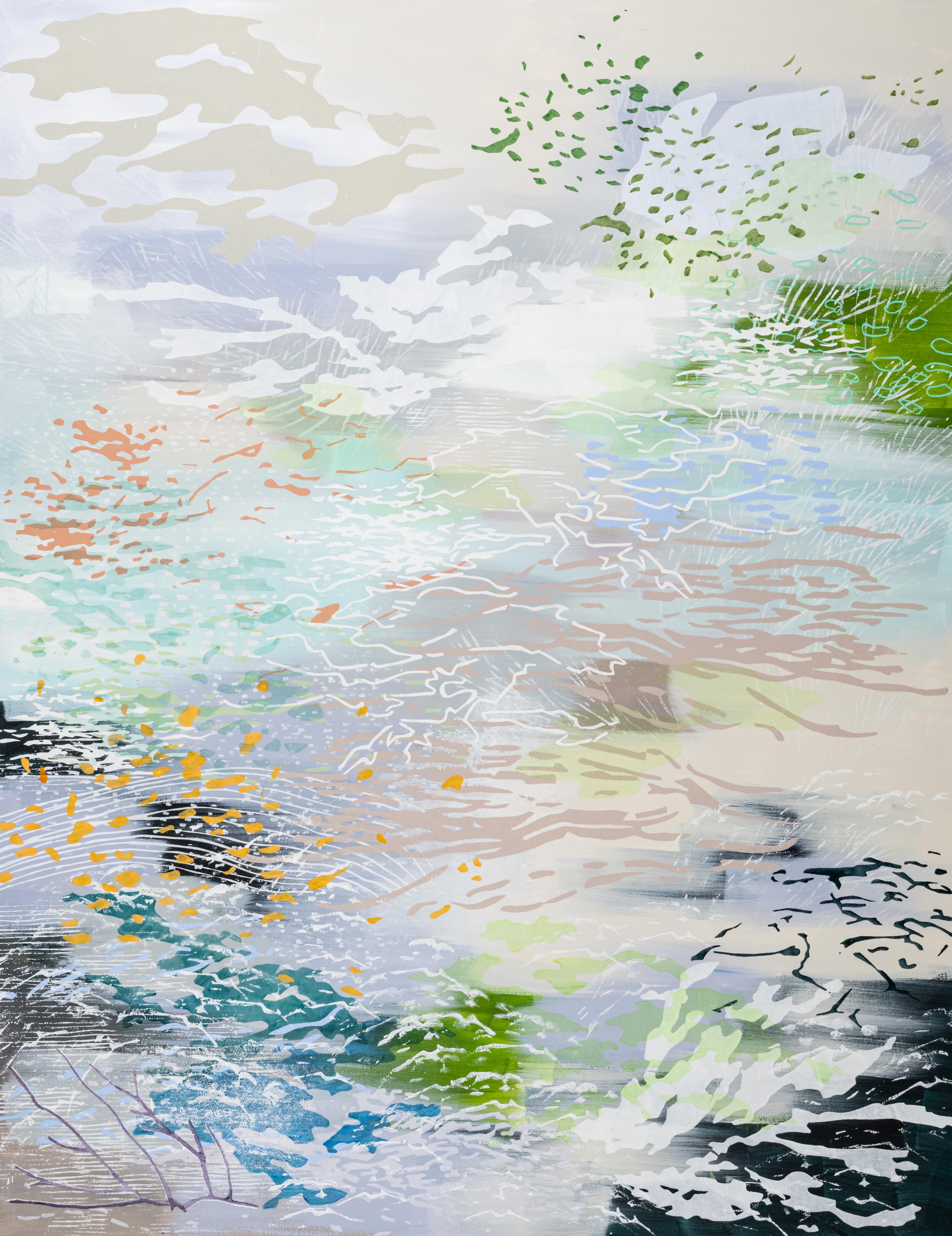 Laura Fayer - Laura Fayer "Drifting Free" Acrylic and Japanese Paper on ...