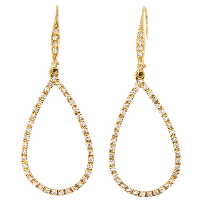 Laura Munder Diamond Drop Yellow Gold Leverback Earrings For Sale at ...