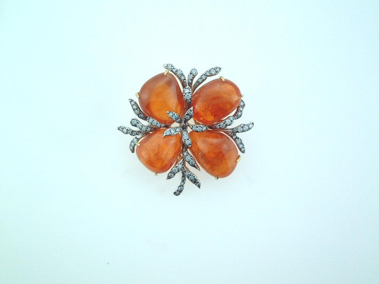 Laura Munder Mandarin Garnet and Diamond Brooch For Sale at 1stDibs