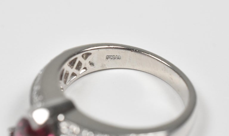 Laura Ramsey Ladies Platinum Rubellite Tourmaline and Diamond Ring at ...