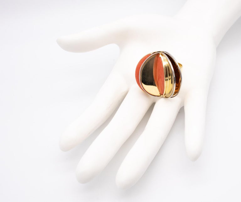 Laura Rivalta 1977 Italy Geometric Sculptural OP Art Ring 18Kt Gold ...