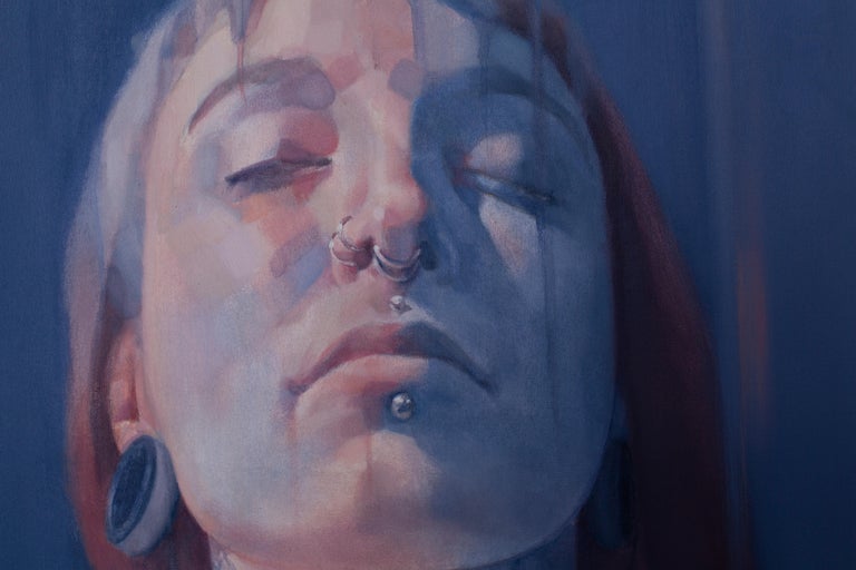 Laura Wenman - Large Blue Portrait Study Oil Painting "Owning My Peace ...