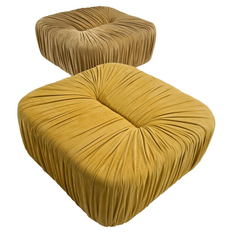 Laurameroni "Drapè" Custom Pouf in Hand-Pleated Leather or Velvet For ...