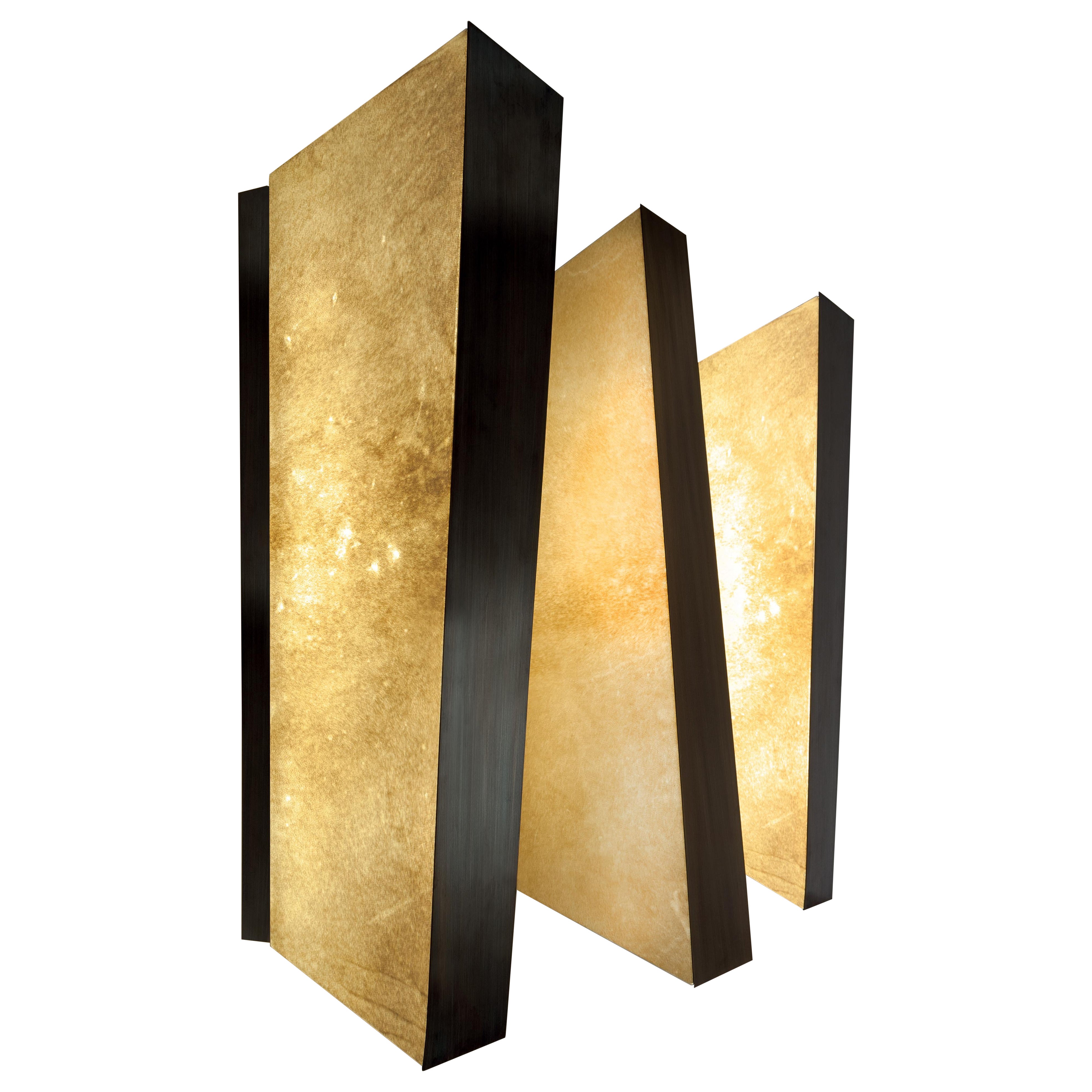 Laurameroni "Mayfair" Wall Lamp Applique in brass and parchment by ...