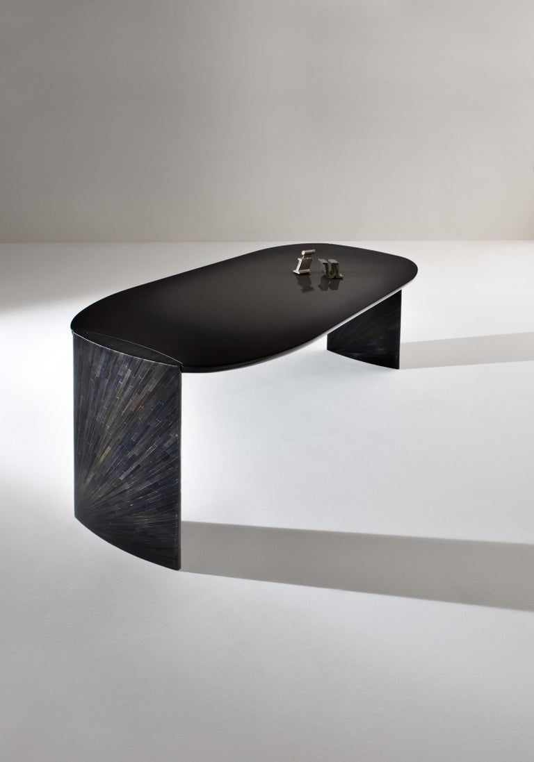 Laurameroni "Poe" Rounded Desk in Black Rye-Straw by Bartoli Design For ...