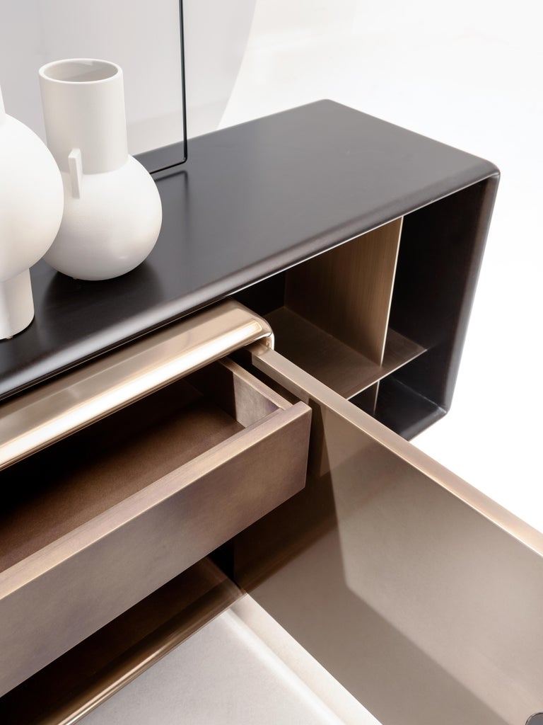 Laurameroni "Talento Lounge" Modern Low Sideboard in Bronze Liquid ...