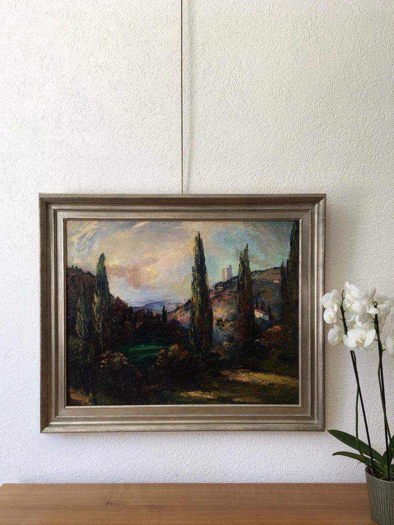Laure Stella Bruni - Landscape with cypresses For Sale at 1stDibs