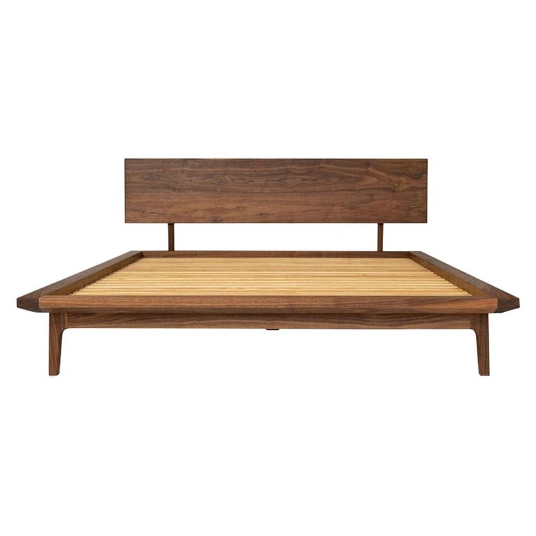 Laurel Bed, Modern Walnut Platform Queen Bed with Ash Slats For Sale at ...