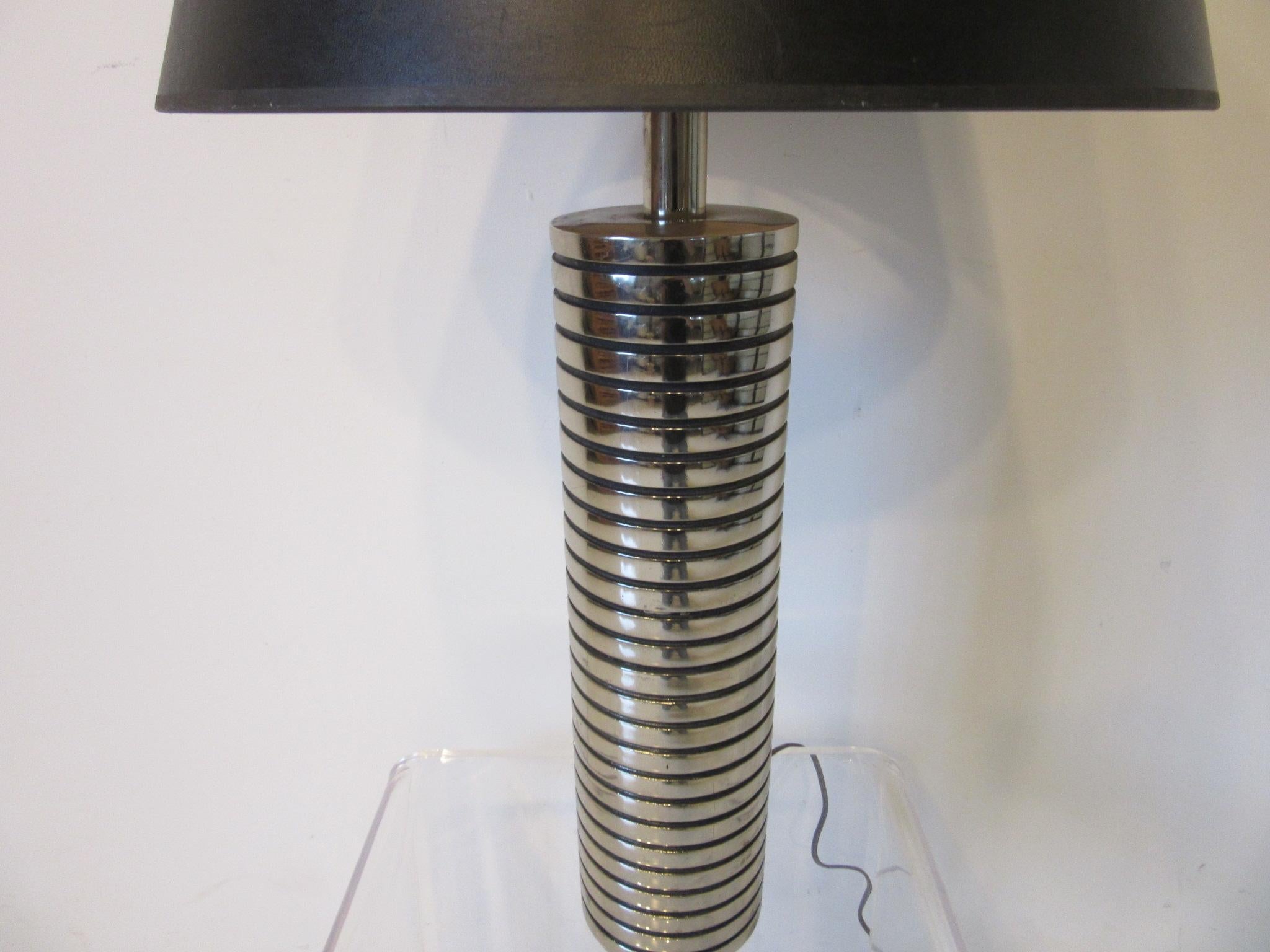 Laurel Cast Polished Metal Stacked Disc Table Lamp at 1stDibs