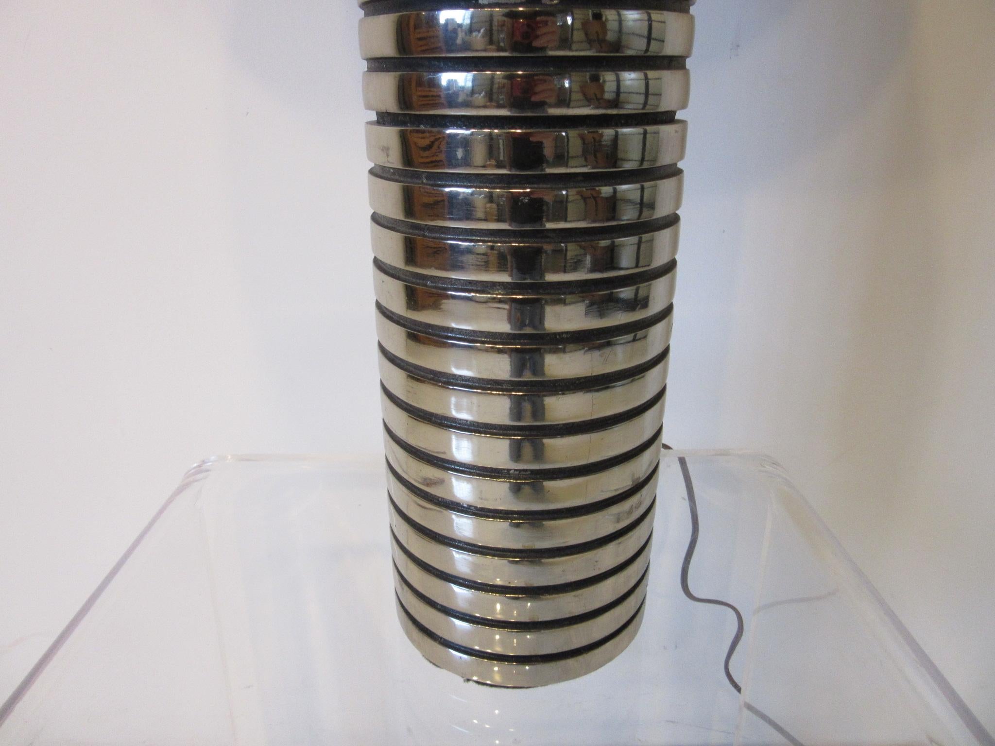 Laurel Cast Polished Metal Stacked Disc Table Lamp at 1stDibs