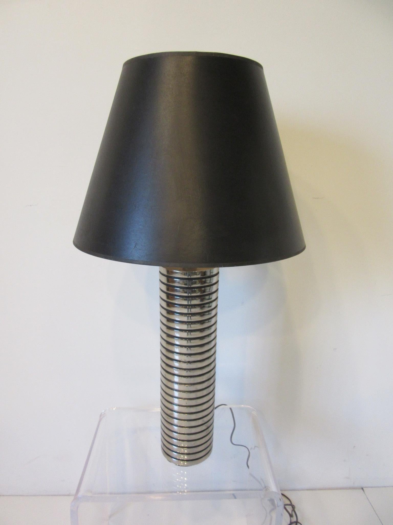 Laurel Cast Polished Metal Stacked Disc Table Lamp at 1stDibs