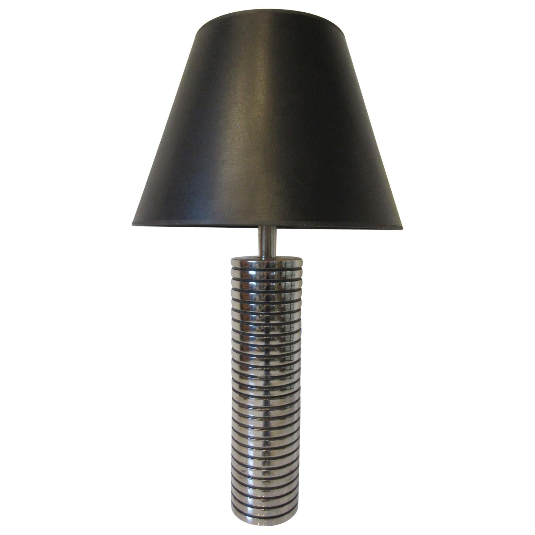 Laurel Cast Polished Metal Stacked Disc Table Lamp at 1stDibs
