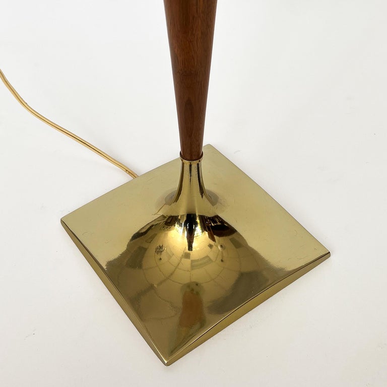 Laurel Lamp Company Wishbone Brass and Walnut Table Lamp at 1stDibs