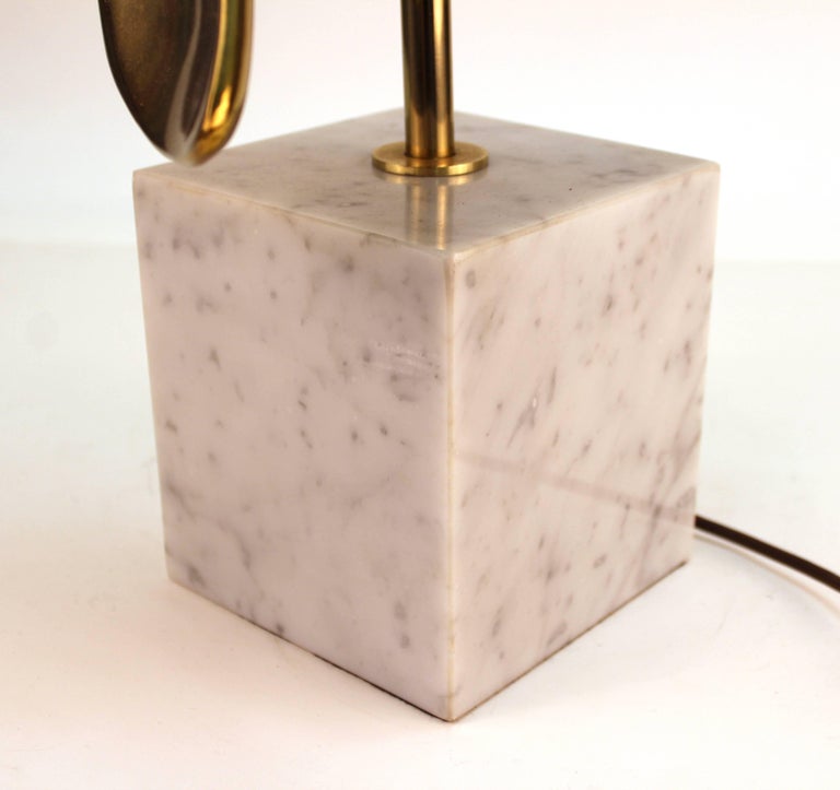 Laurel Mid-Century Modern Mixed Metal Table Lamp on Marble Base at 1stDibs