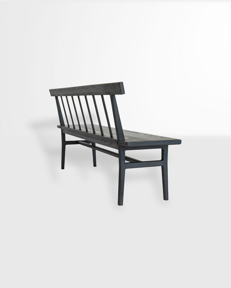 Laurel Settee, Modern Walnut Windsor Style Bench For Sale at 1stDibs