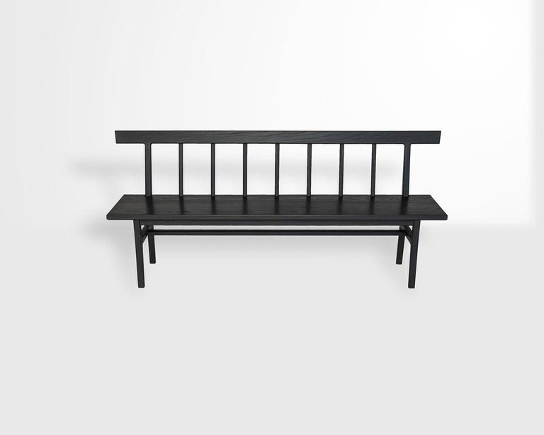 Laurel Settee, Modern Windsor Style Bench in Blackened Ash For Sale at ...