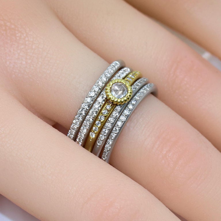 White Diamond Blue + Orange Sapphire High Karat Gold Stack Rings ...