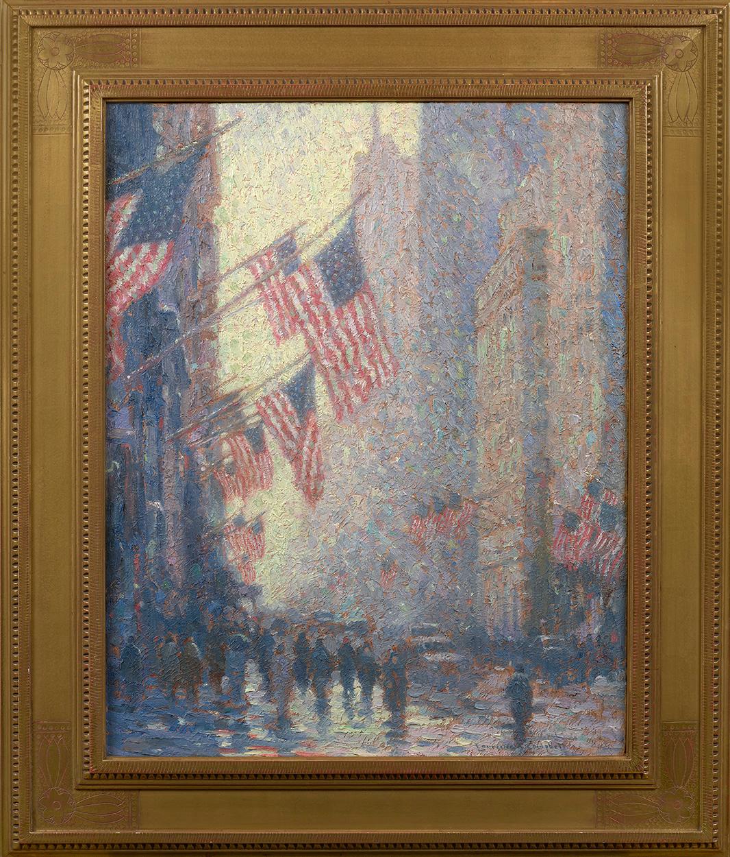 Laurence A. Campbell - Lluvia en la ciudad, 5ª Avenida en venta en 1stDibs