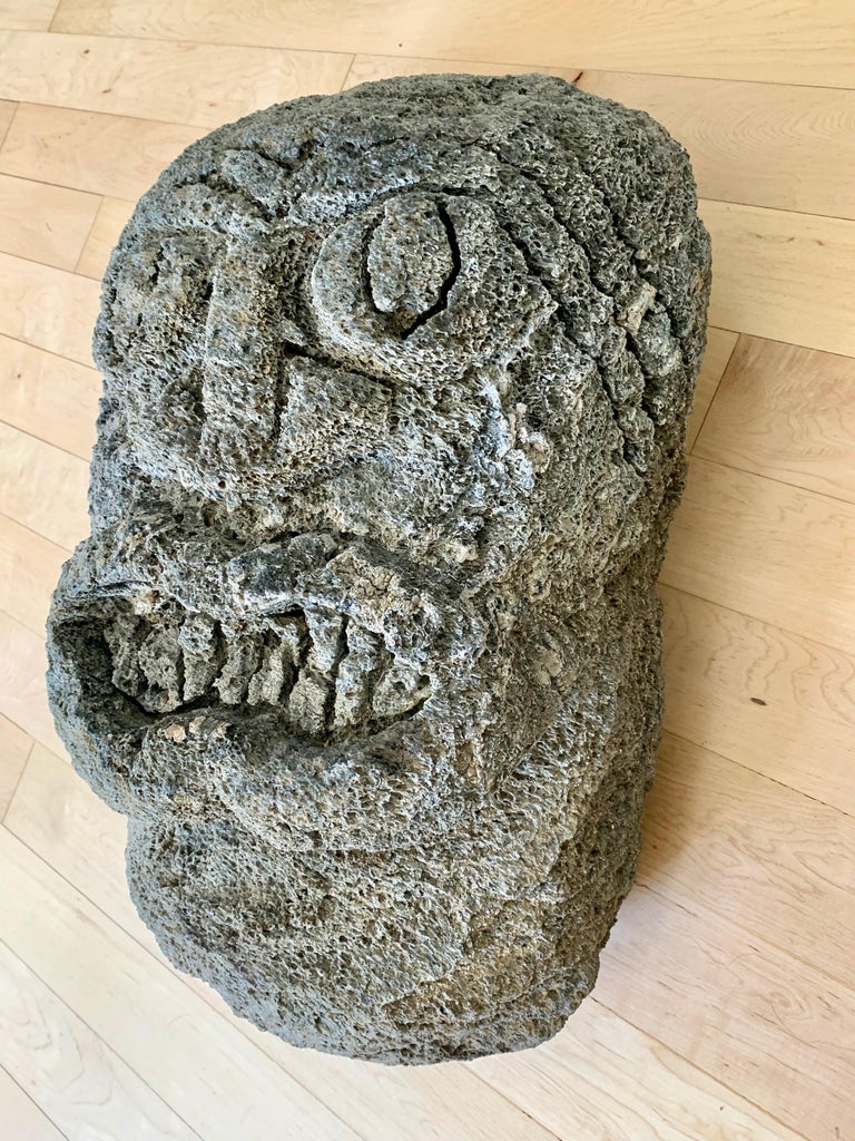 Lava Rock Face Sculpture at 1stDibs | lava rock sculpture