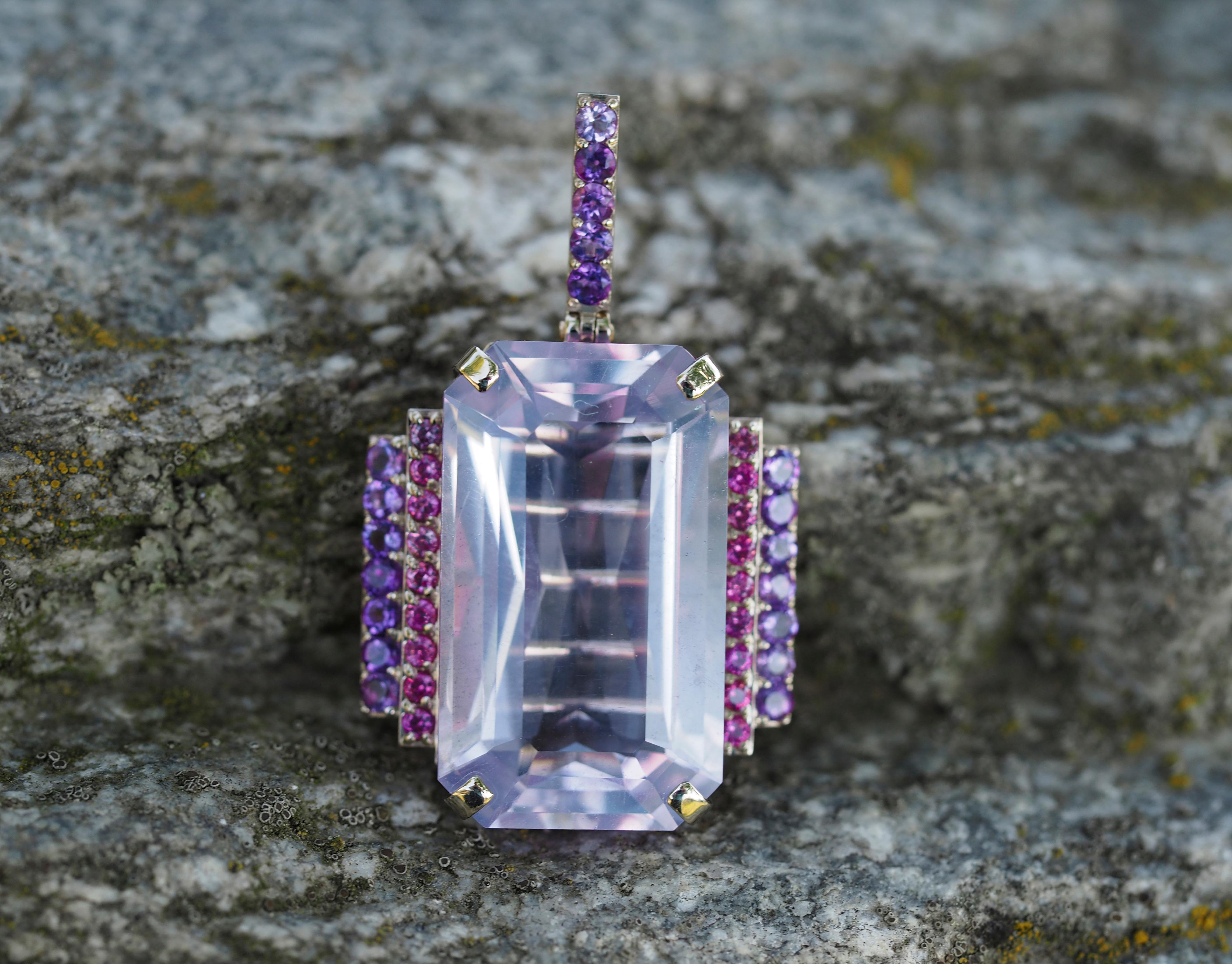 Lavender Amethyst Pendant in 14k Gold at 1stDibs
