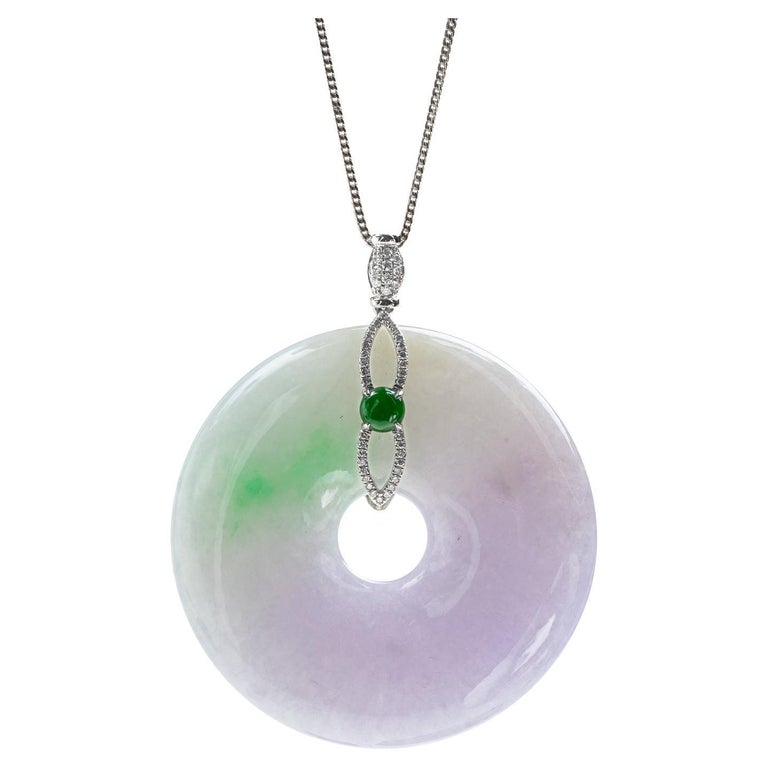 Lavender and Green Jadeite Jade Pi Disc Pendant, Certified Untreated at ...