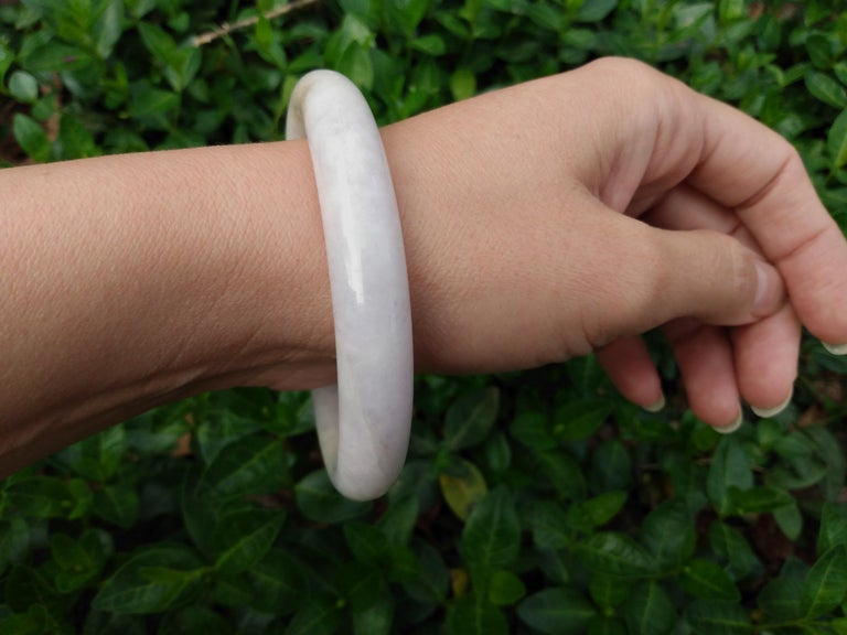 Lavender and Pale Celadon Jadeite Bangle Bracelet at 1stDibs