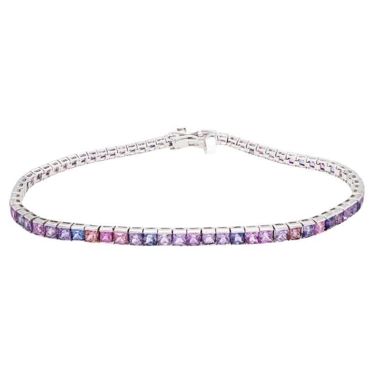 Lavender and Pink Sapphires Bracelet 8.40 Carats Total 18k Gold For Sale at 1stDibs