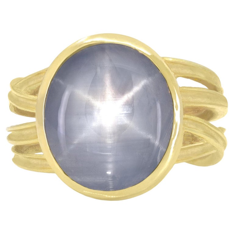 Lavender Blue Star Sapphire One of a Kind Gold Ribbon Ring, Barbara ...