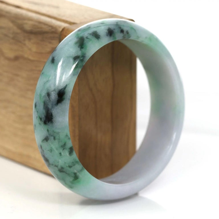 Lavender- Forest Green Natural Jadeite Jade Bangle (58.50 mm) #664 For ...