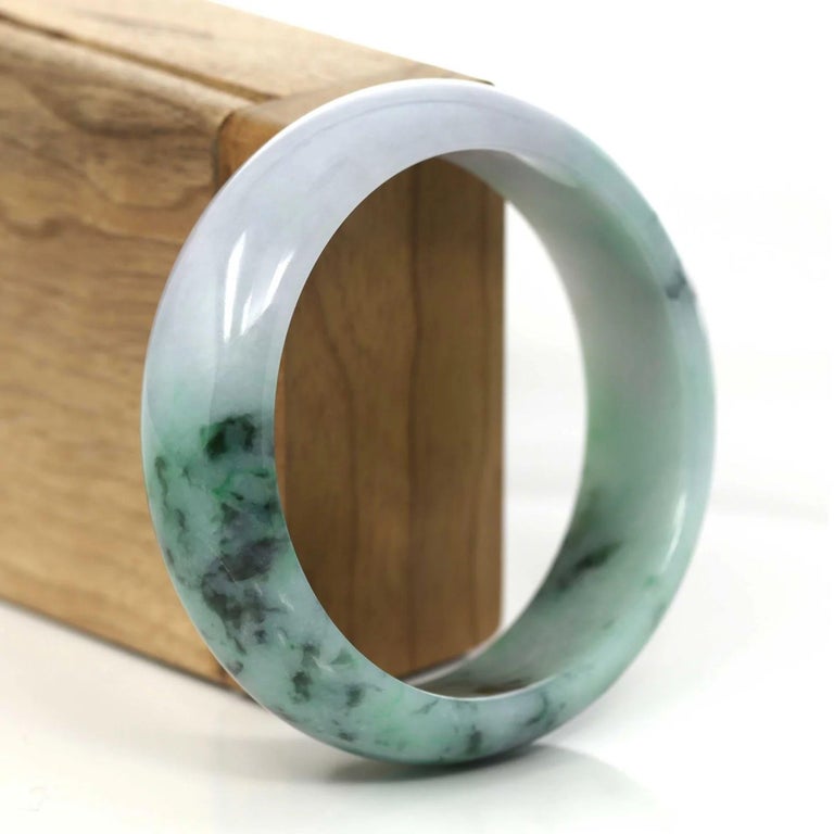Lavender- Forest Green Natural Jadeite Jade Bangle (58.50 mm) #664 For ...