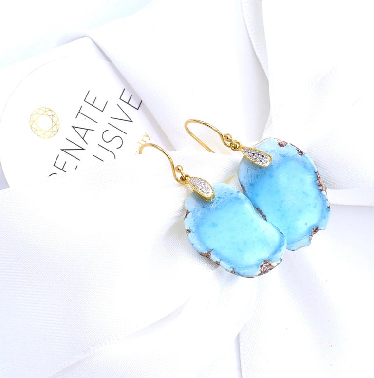Lavender (Golden Hill, Kazakhstan) Turquoise Earrings With Gold at 1stDibs