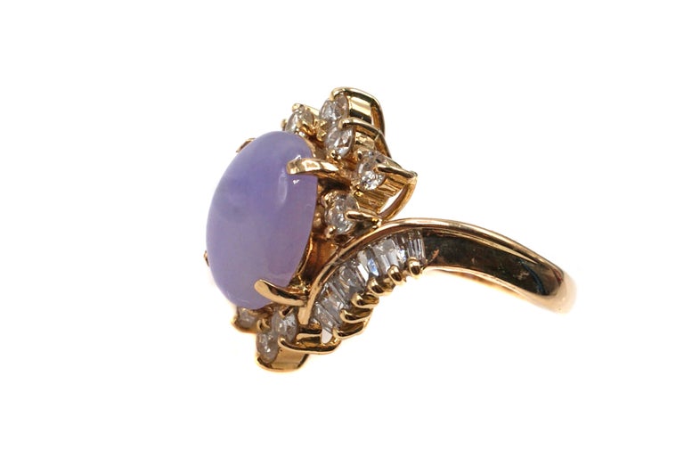Lavender Jade Diamond Gold Ring at 1stDibs