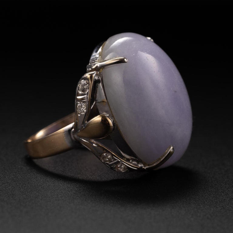 Lavender Jade Ring Mid-Century Certified Untreated For Sale at 1stDibs