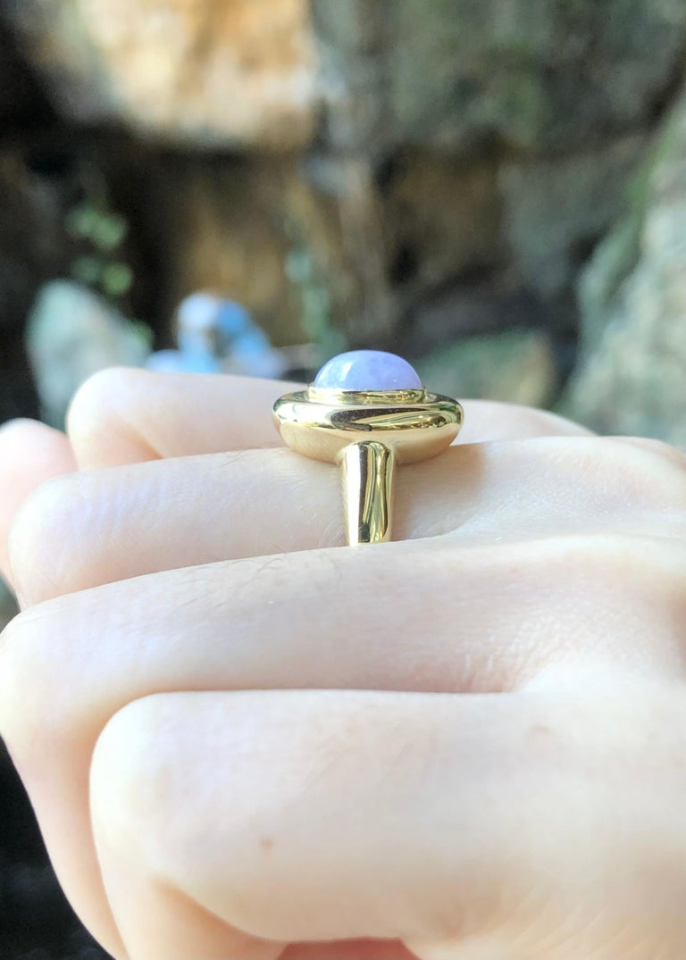 Lavender Jade Ring Set in 18 Karat Gold Settings For Sale at 1stDibs